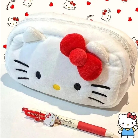 Hello Kitty | Bags | Hello Kitty Fuzzy Makeup Bag | Poshmark